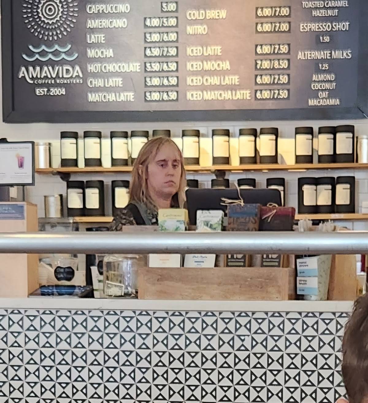 Menu at Amavida Coffee Roasters cafe, Rosemary Beach