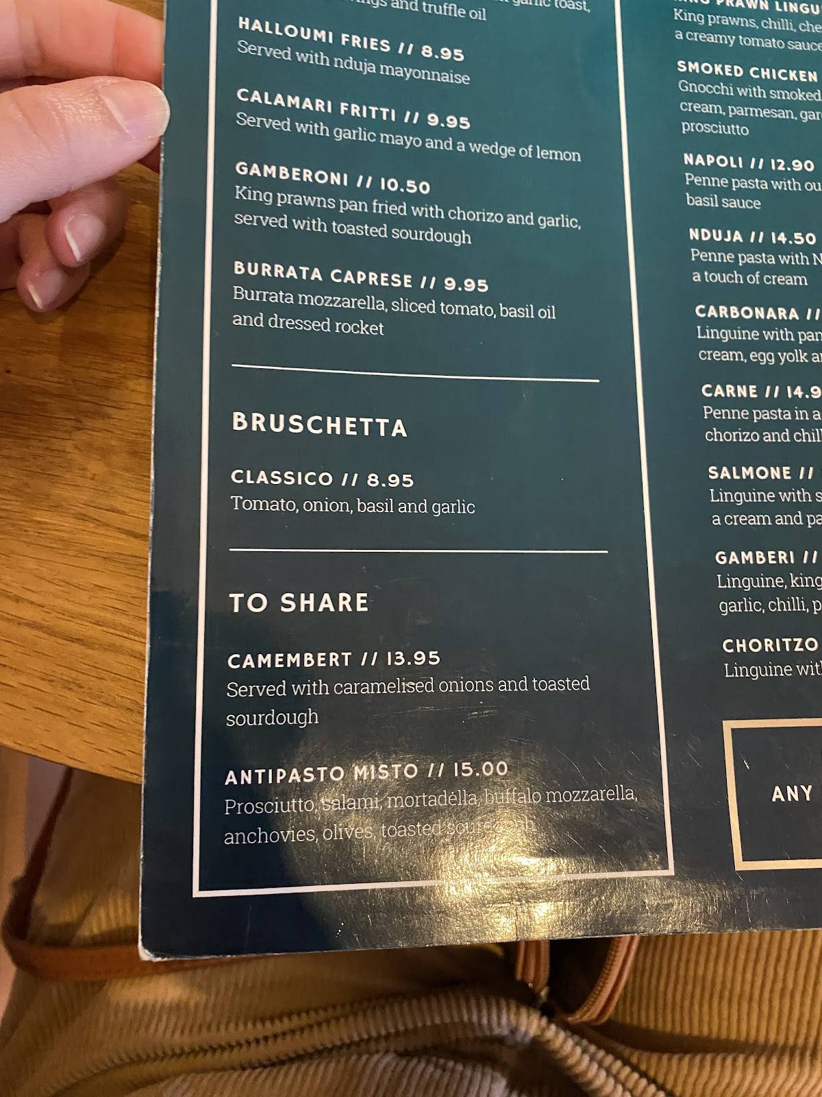 Menu at Misto restaurant, Ambleside
