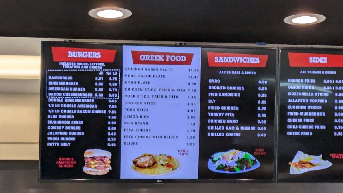 Menu at American Burgers restaurant, Grantsville