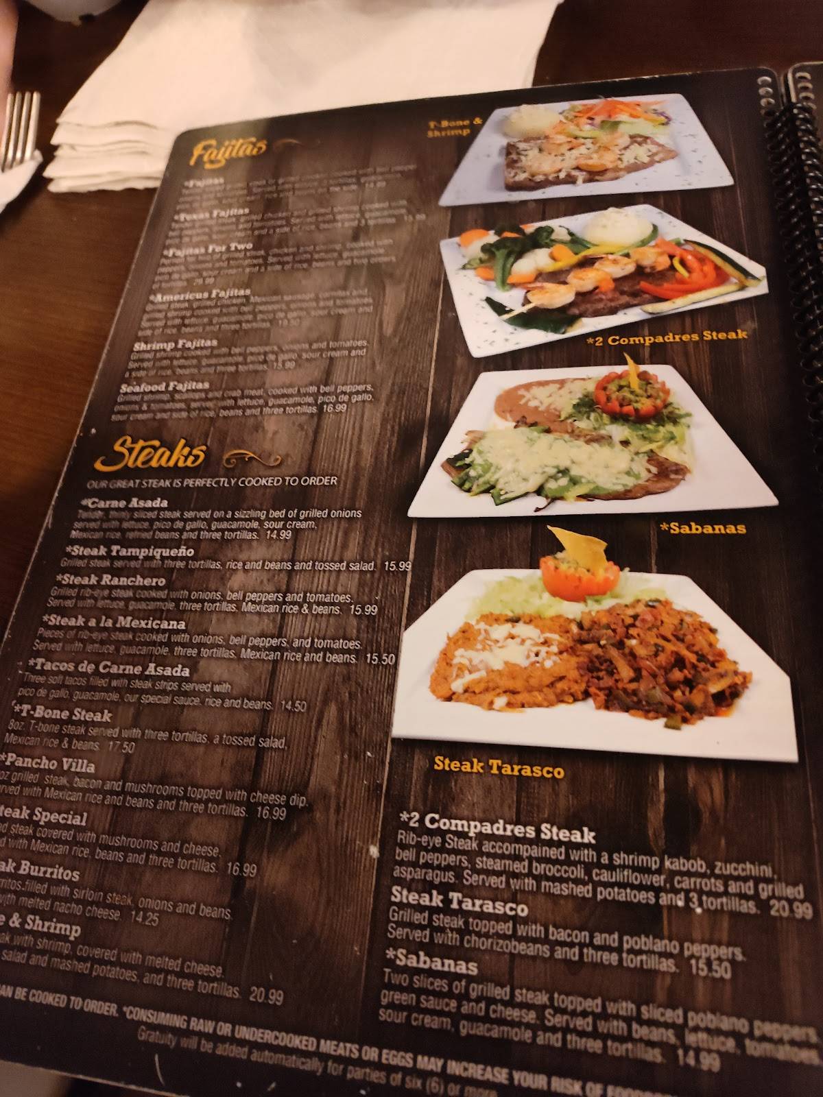 Menu at The 1800 Mexican Restaurant, Americus