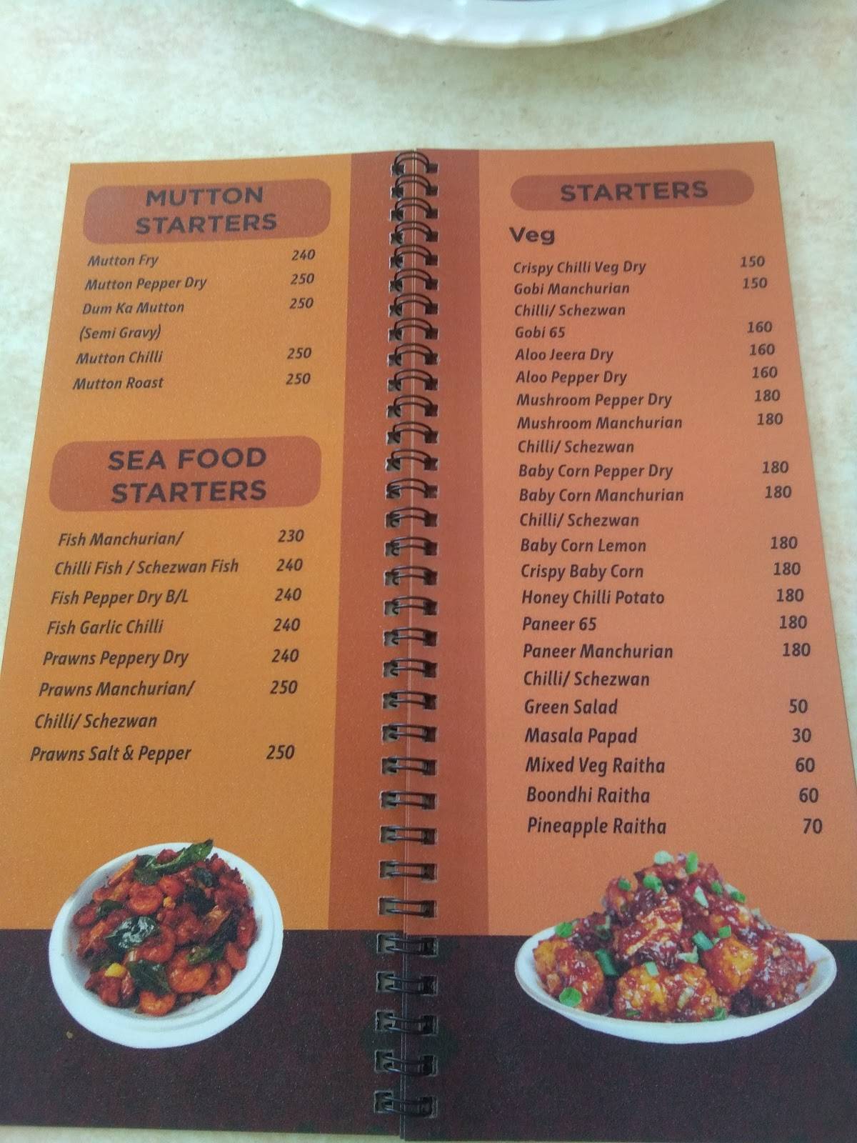 Menu at Amrutha Paradise, Hyderabad, MIG-71