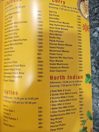 Menu at Amrutha Veg Restaurant, Mysuru