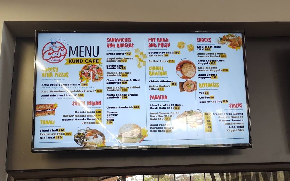 Menu at Amul Cafe, Science City, Ahmedabad