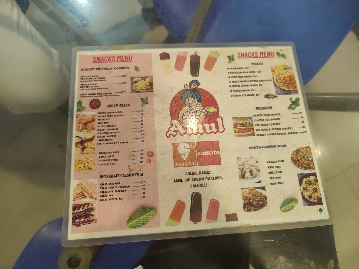 Menu at Amul Ice cream Parlour(A.C Cafe), Bengaluru