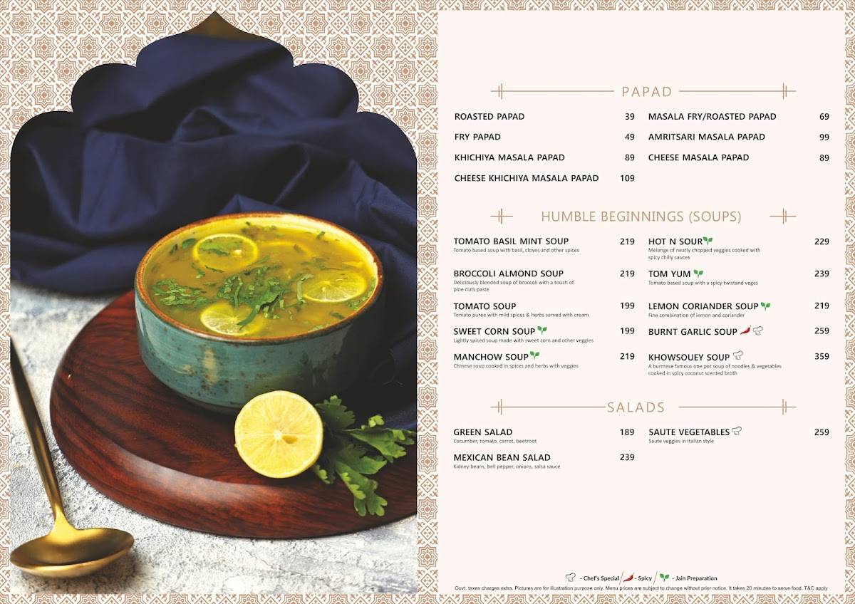 Menu at ANAND, Anand