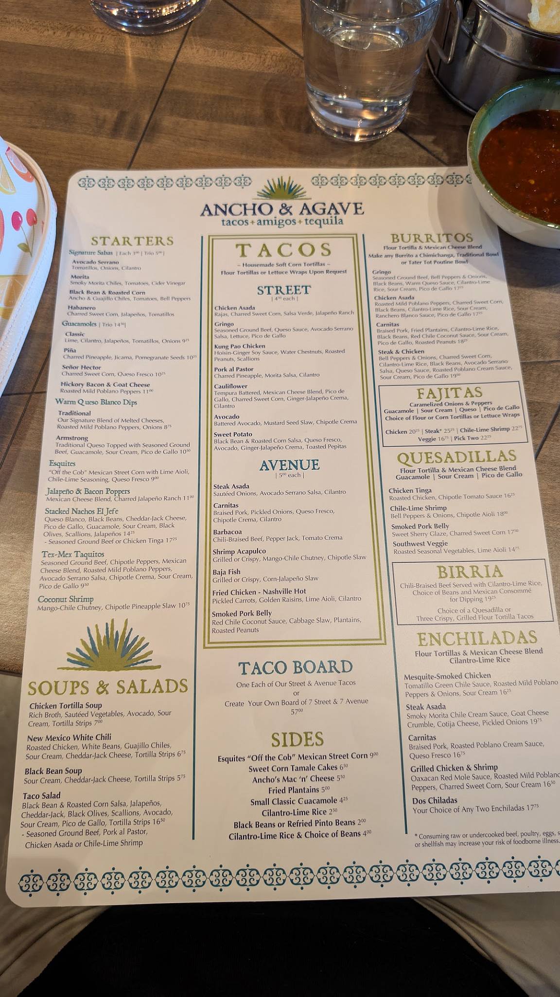 Menu at Ancho & Agave pub & bar, Lombard