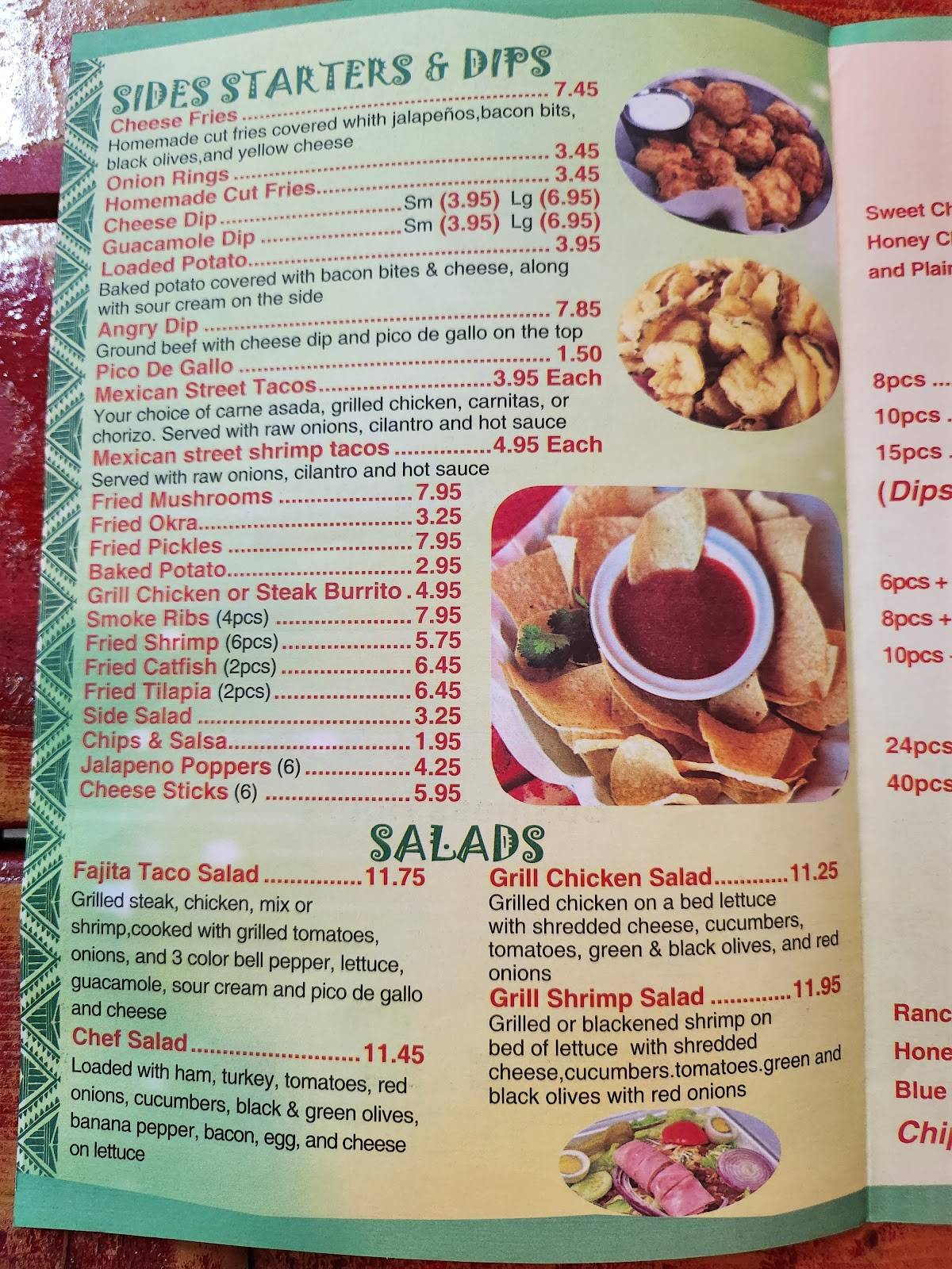 Menu at Angry Rooster restaurant, Jackson