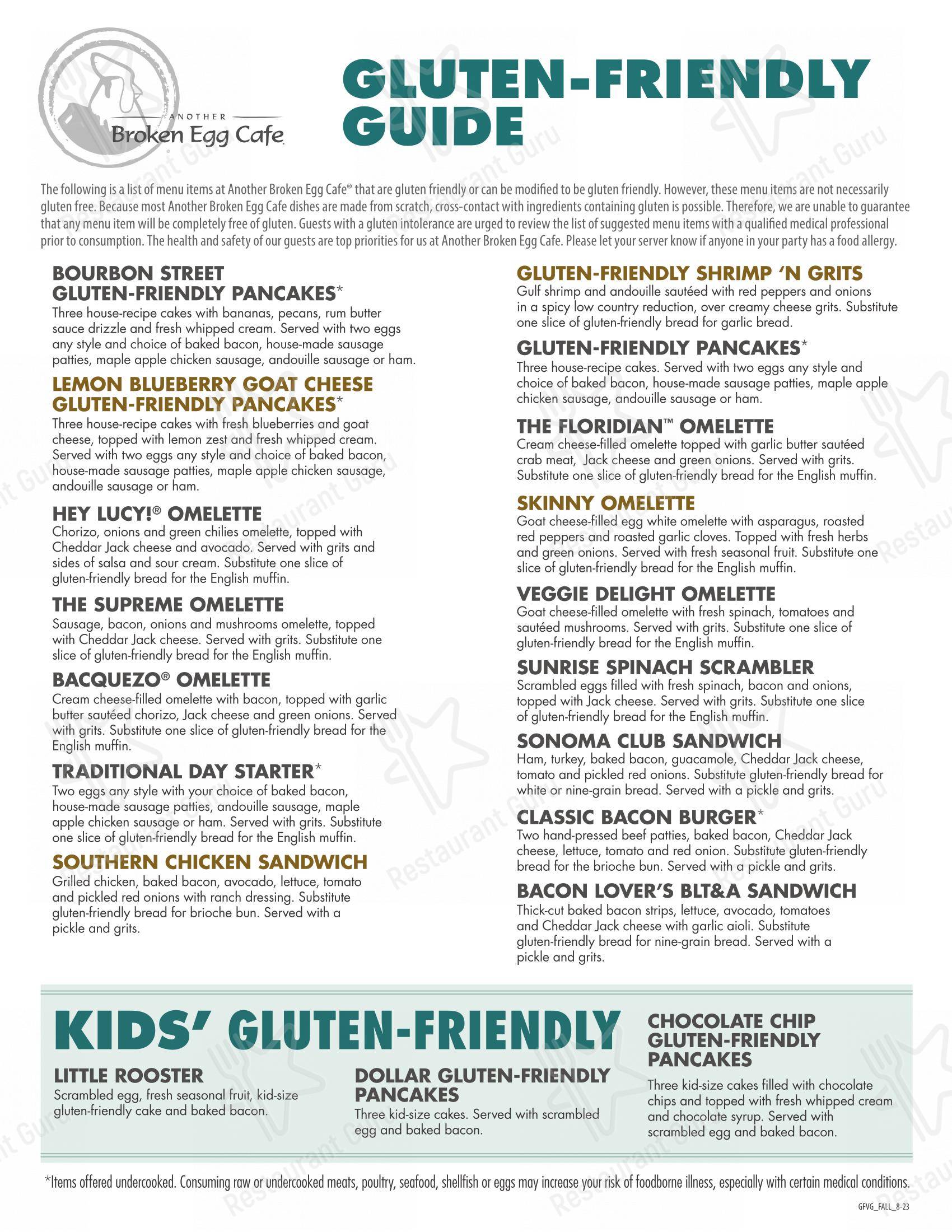 Carta de Another Broken Egg Cafe, Sugar Land