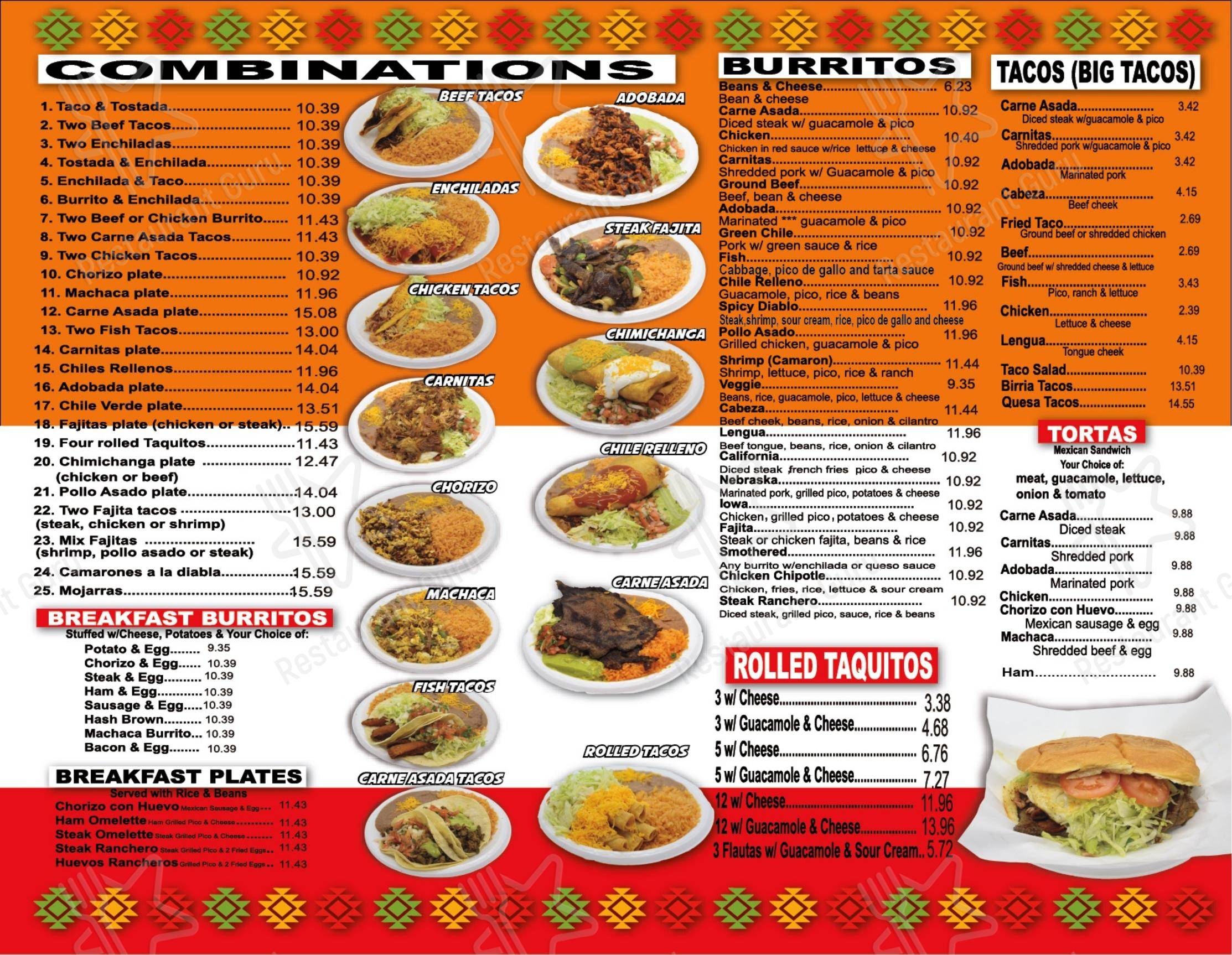 Menu at Antonio's Mexican Fresh restaurant, Oklahoma City
