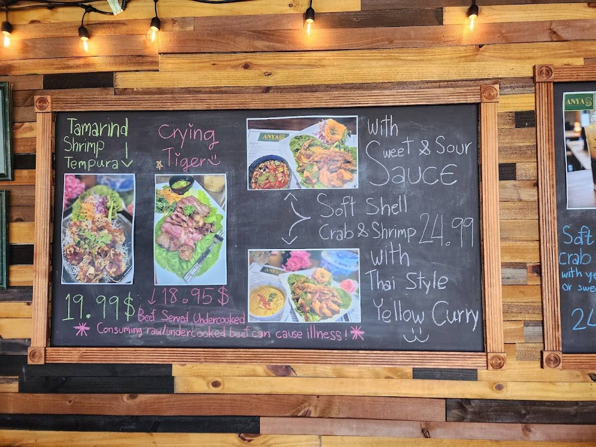 Menu at Anya Thai Cuisine restaurant, Newport News