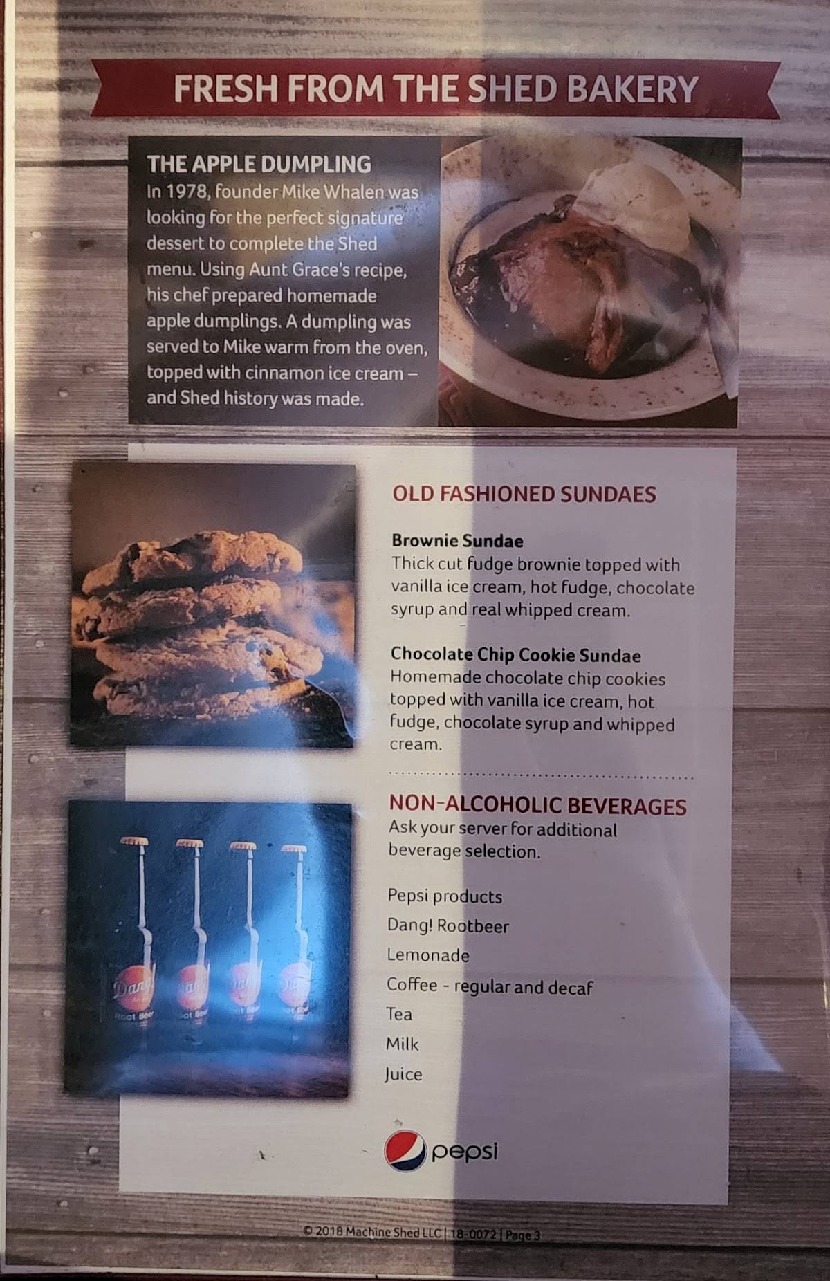 Menu at Machine Shed Restaurant Appleton, Appleton