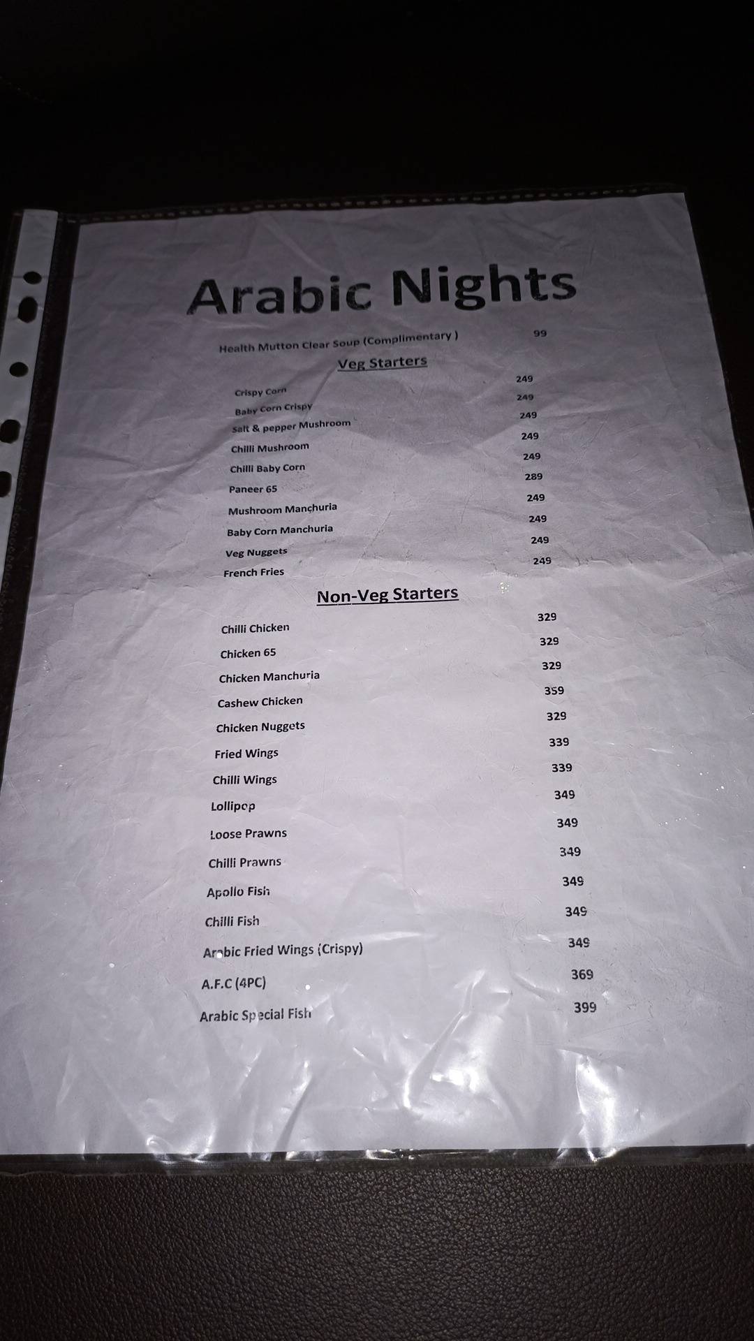 Menu at Arabic Nights Mandi Restaurant, Kakinada