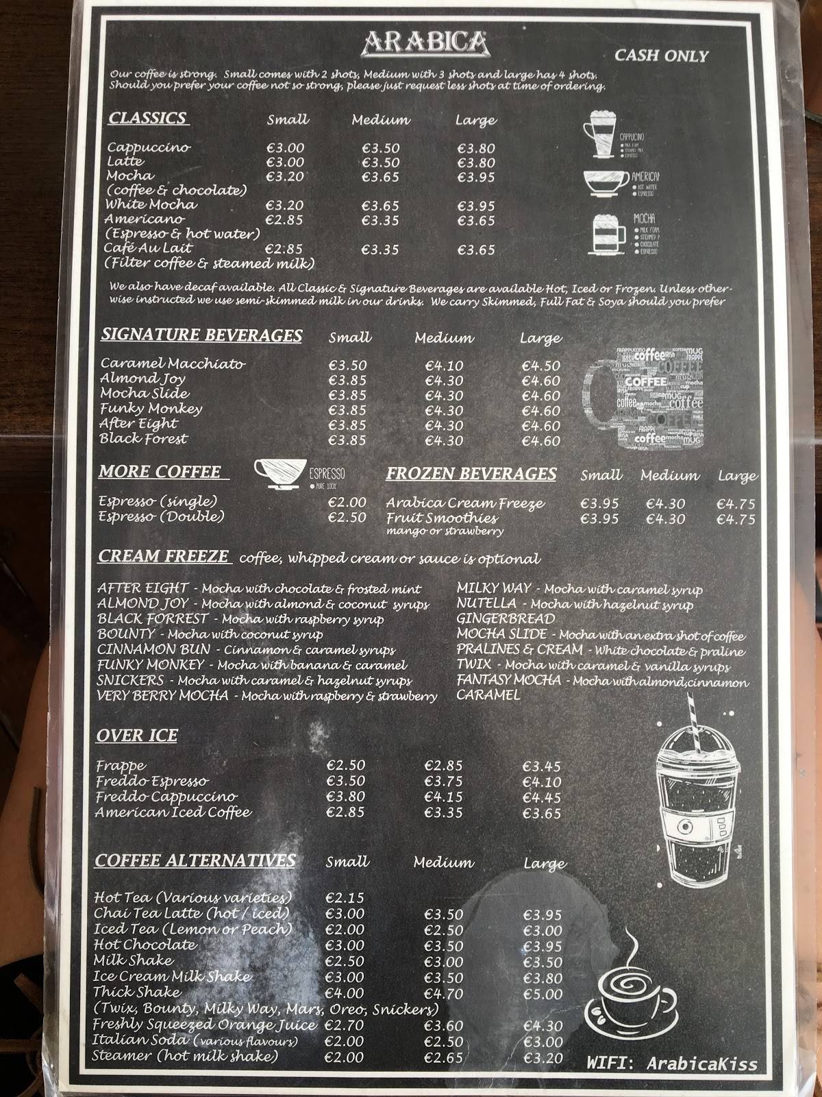 Menu at Arabica Coffee House Strovolos, Strovolos, Perikleous 62
