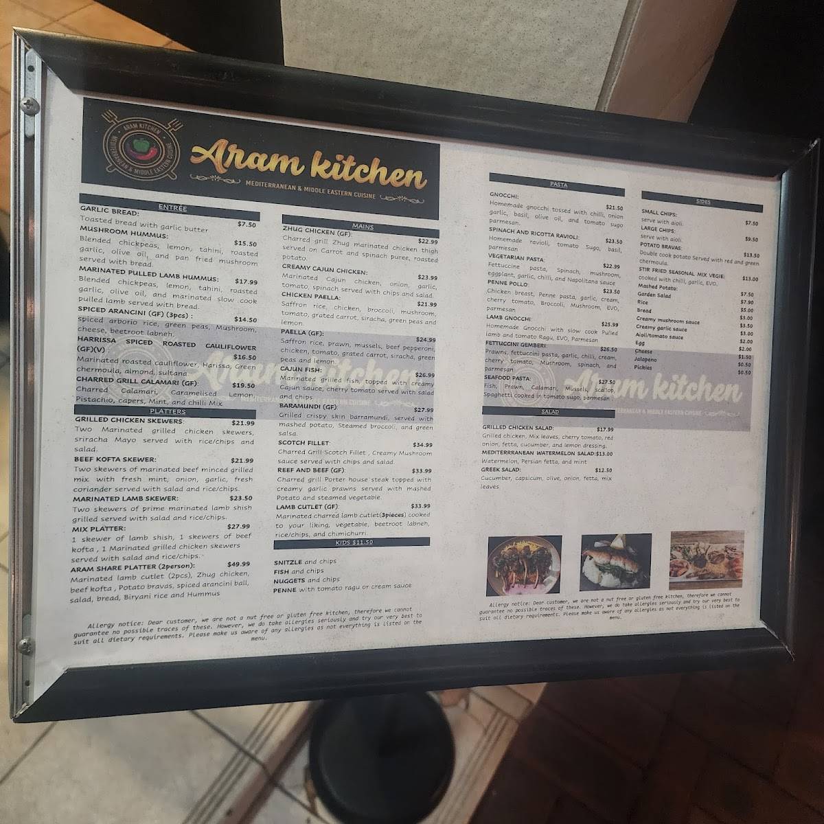 Menu at Aram Kitchen restaurant, East Victoria Park