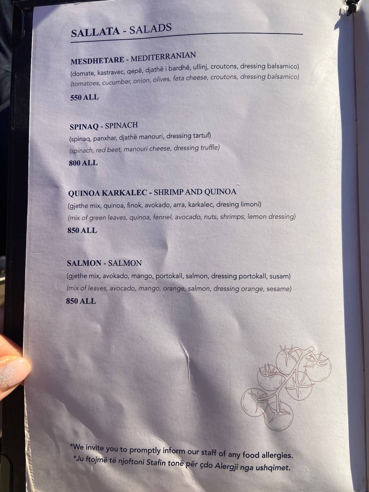 Menu at Arena Cocktail & Restaurant, Tirana