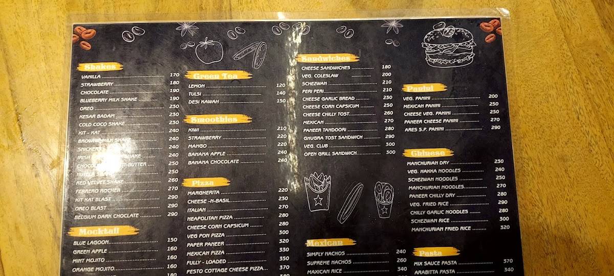Menu at Ares cafe, Ahmedabad