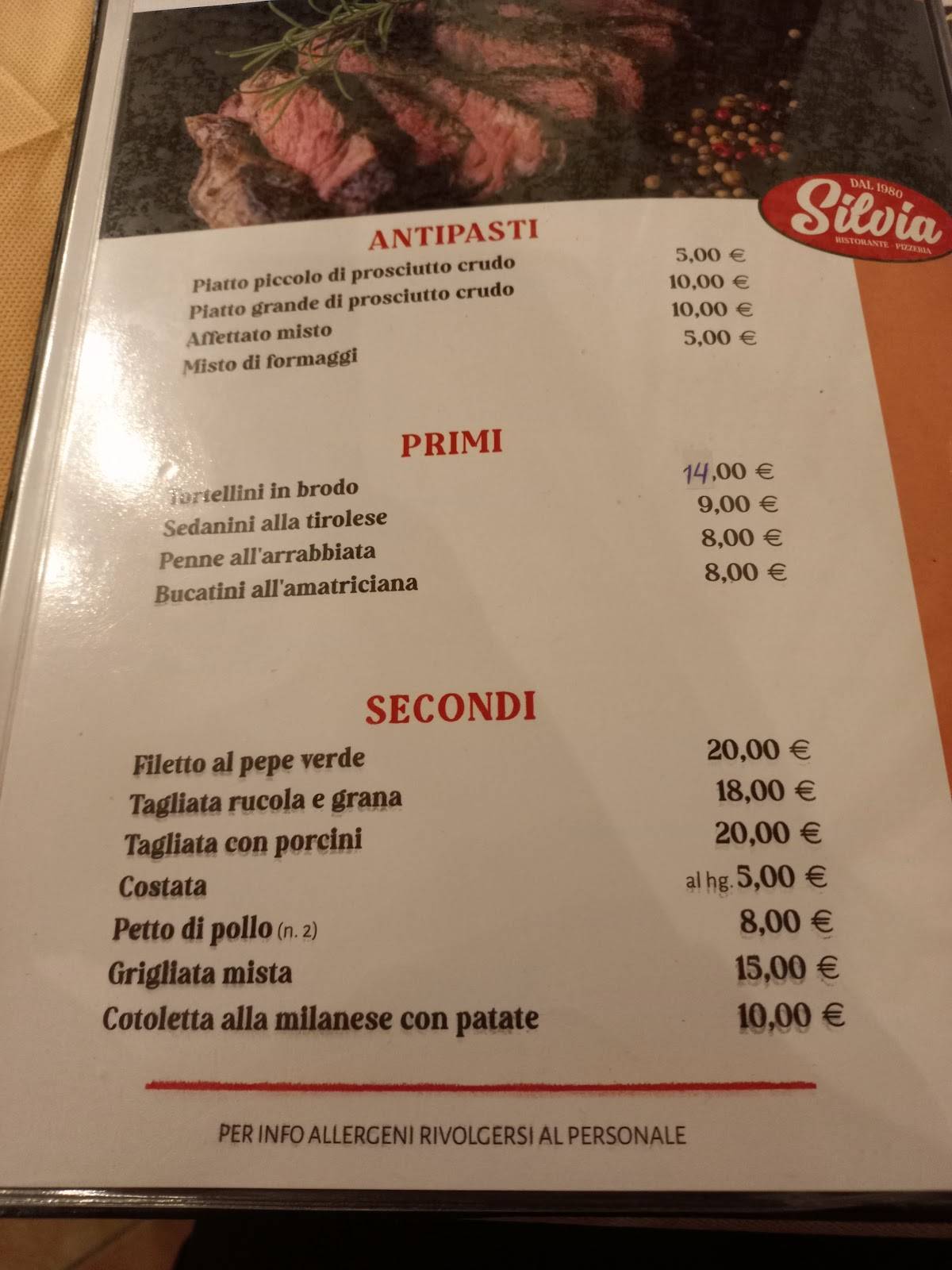 Menu at Ristorante pizzeria Silvia, Ariano nel Polesine