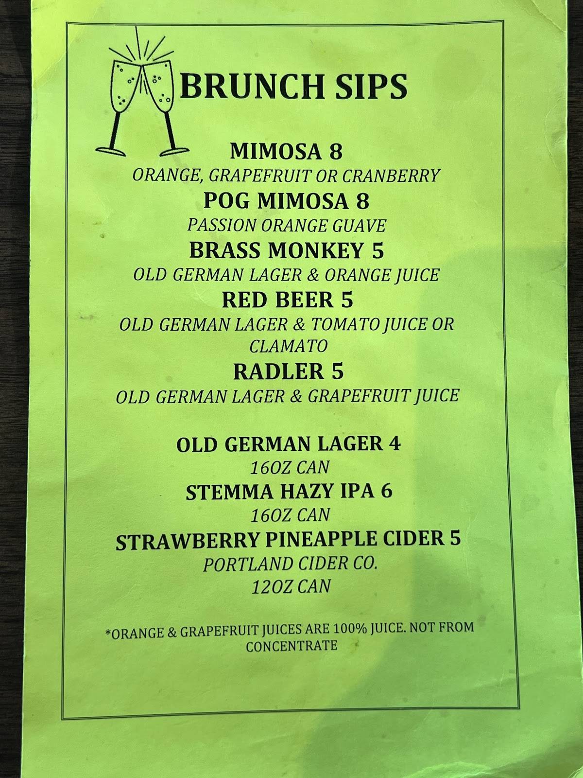 Menu at Arlis's Restaurant, Bellingham