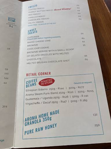 Menu at Aroma Gelato & Waffle Lounge cafe, Pretoria