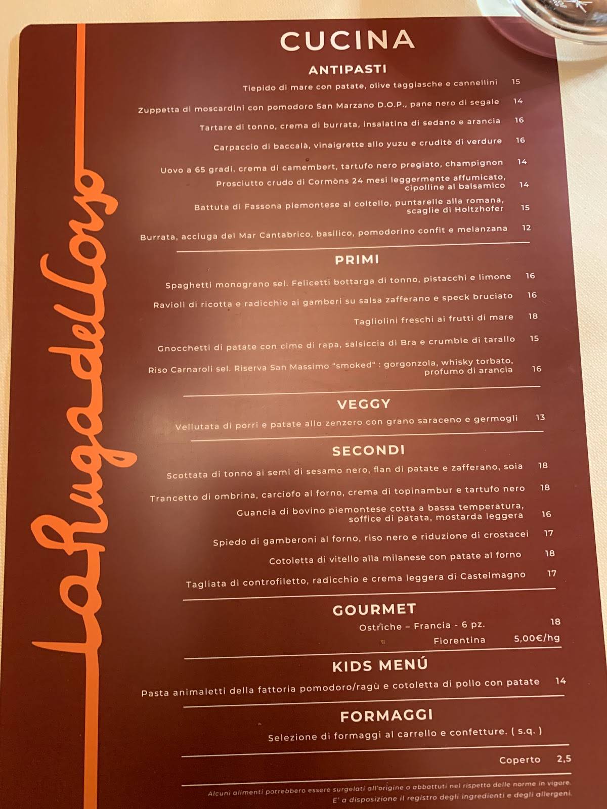 Menu da La Ruga del Corso pub & bar, Arona