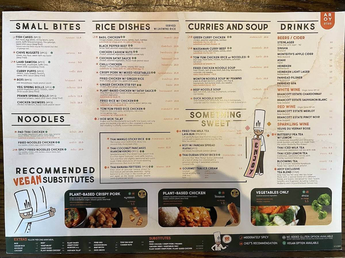Menu at Aroy Thai Eatery - Sylvia Park restaurant, Auckland