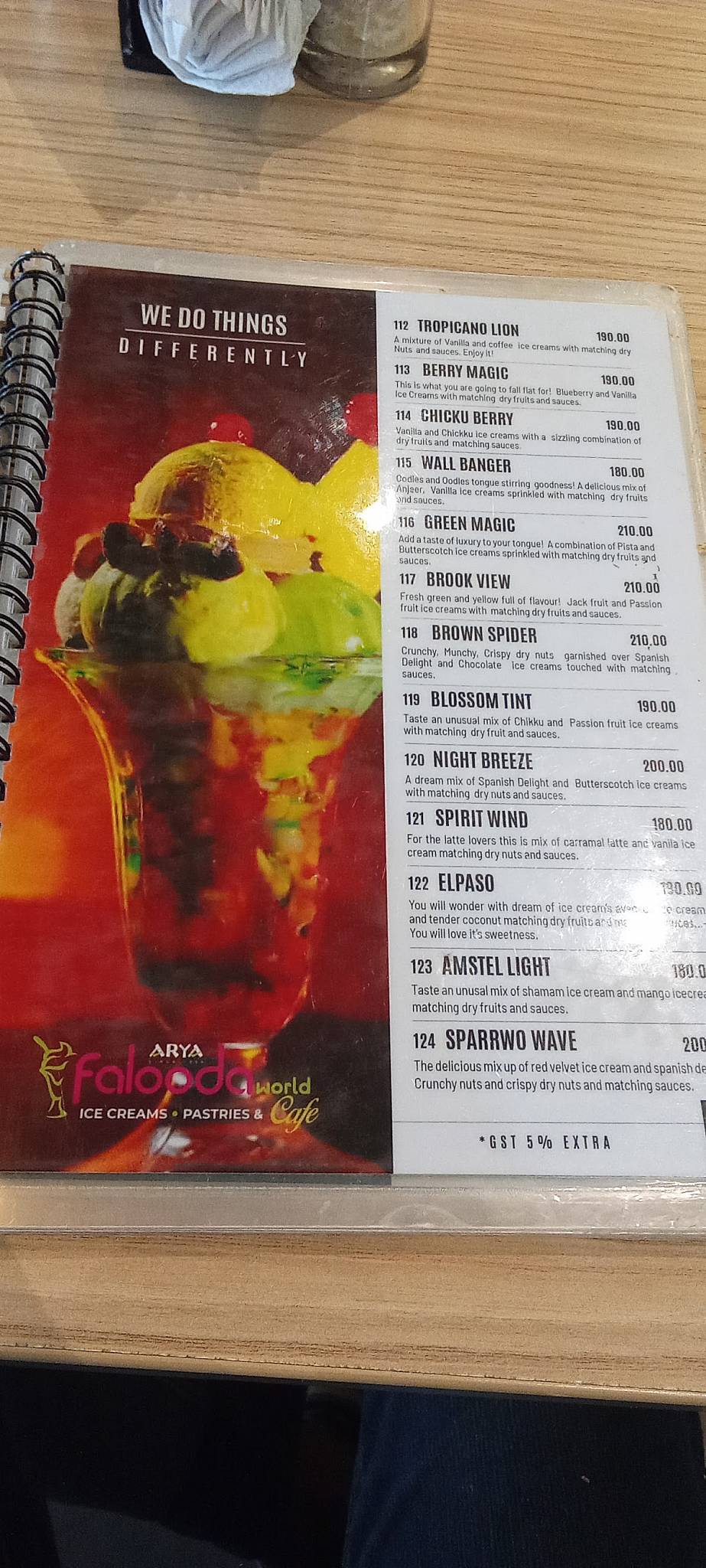 Menu at Arya Falooda World, New Mahe