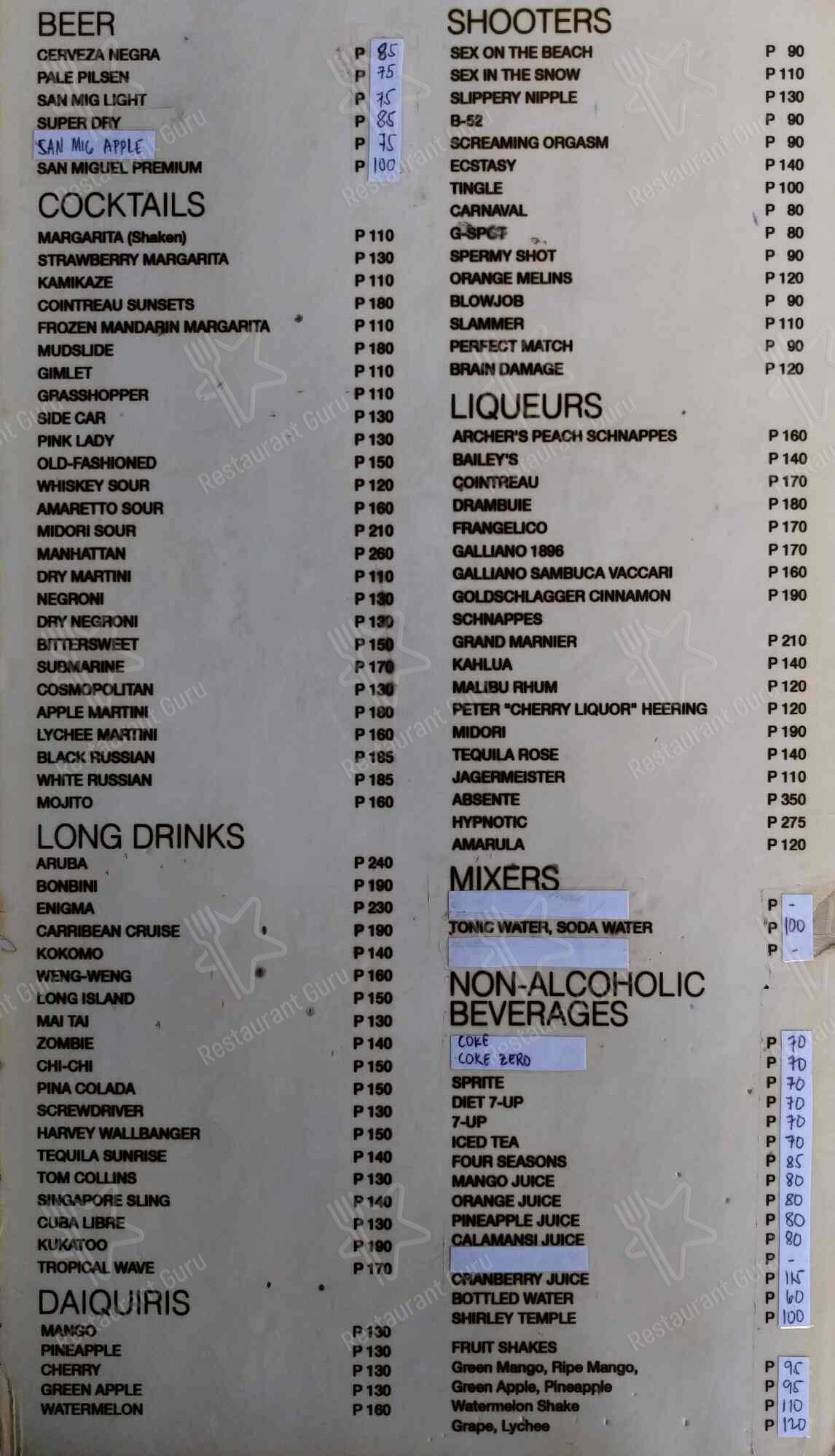 Menu at Arya restaurant, Pasig, Ground Floor