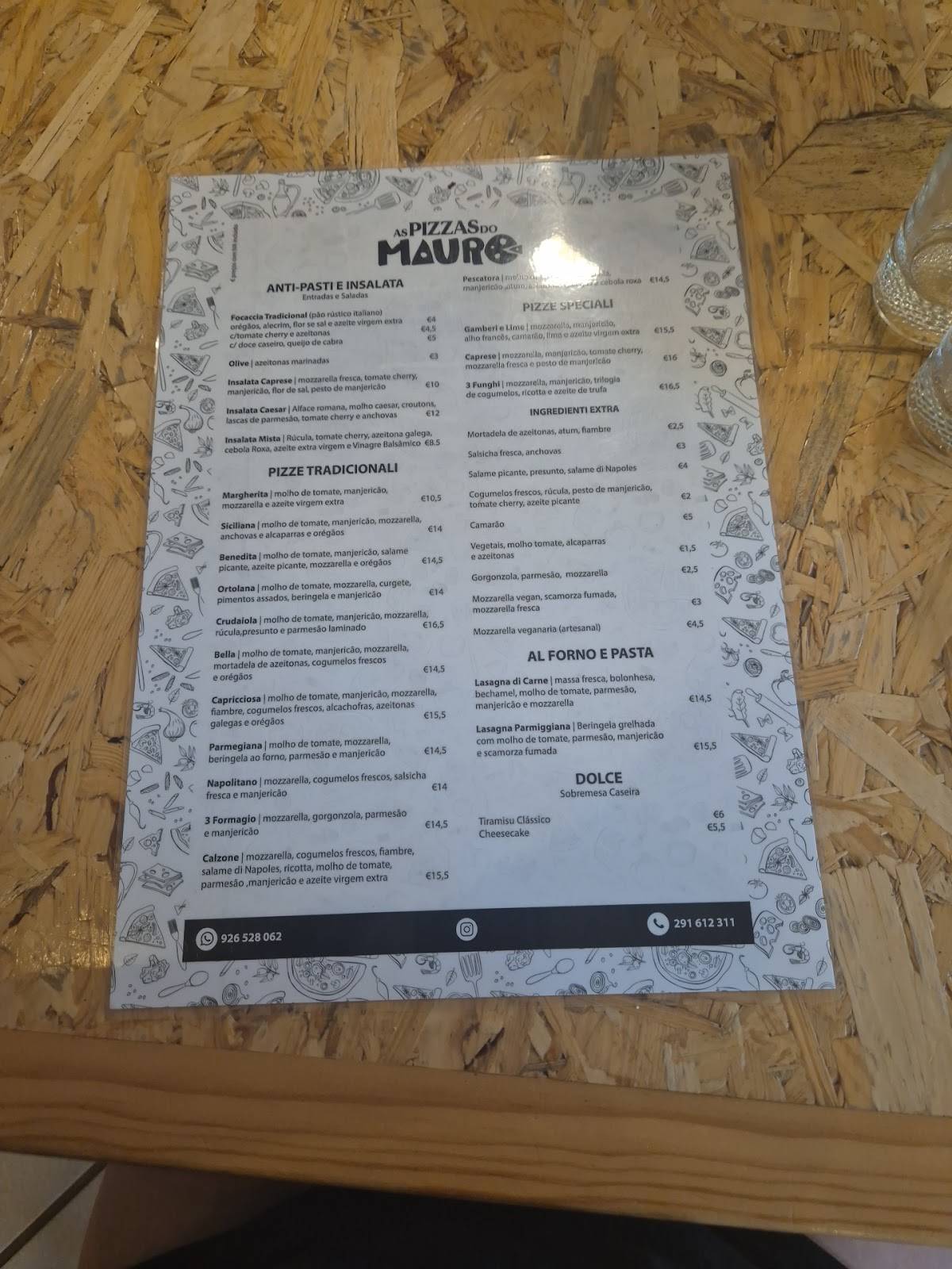 Menu em As Pizzas do Mauro restaurante, Funchal