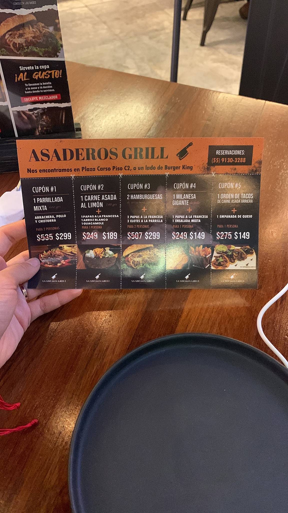 Carta de parrilla Asaderos Grill Plaza Carso, Ciudad de México