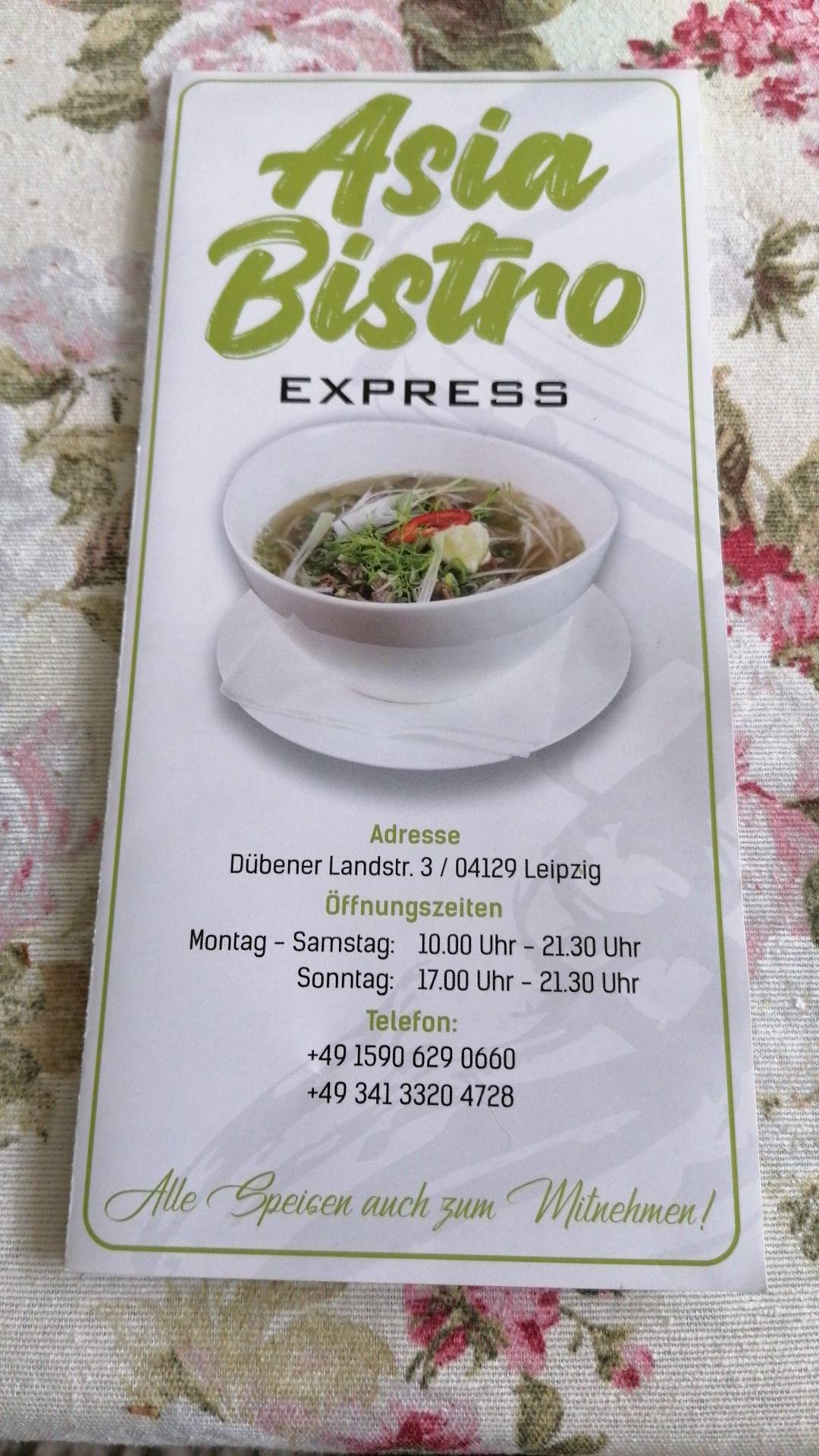 Menu au Asia Bistro Express Leipzig restaurant, Leipzig
