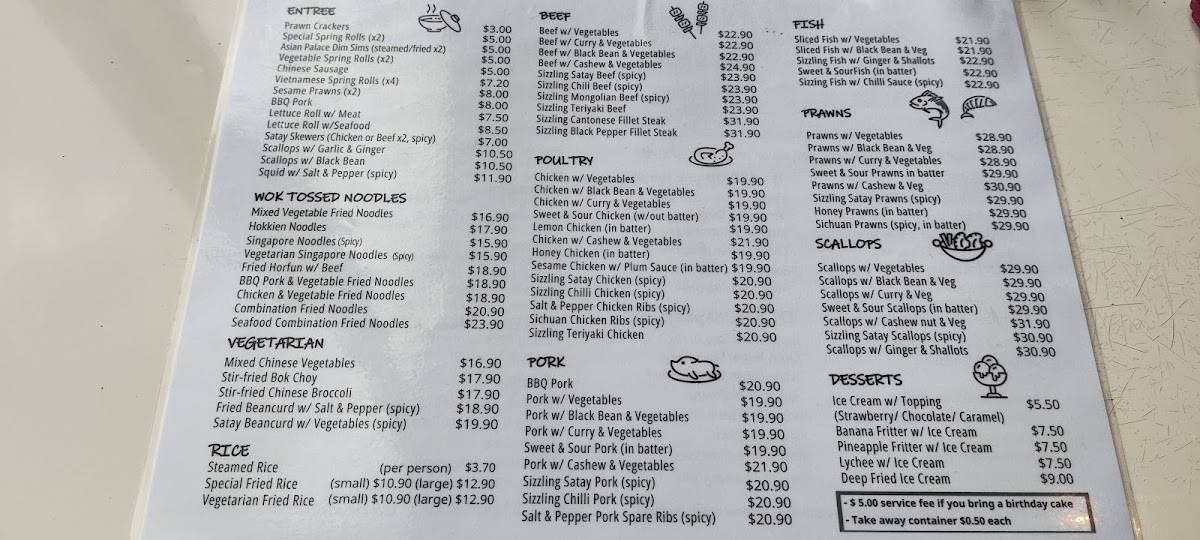 Menu at Asian Palace restaurant, Keysborough