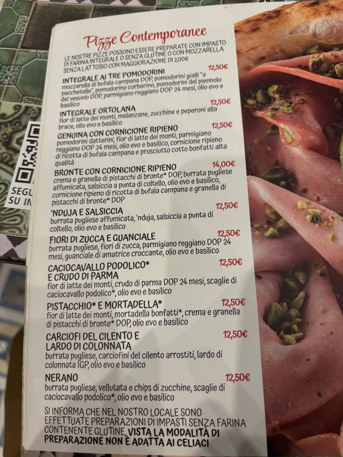 Menu da Assaje ristorante, Milano, Largo la Foppa