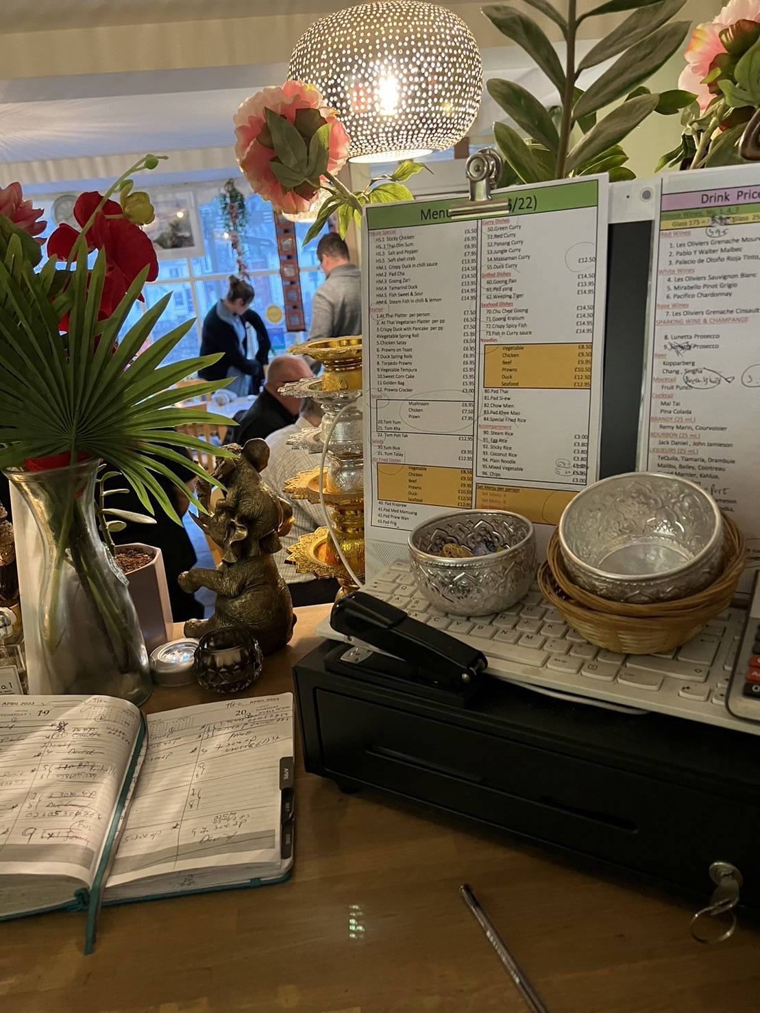 Menu at At Thai restaurant, Brixham