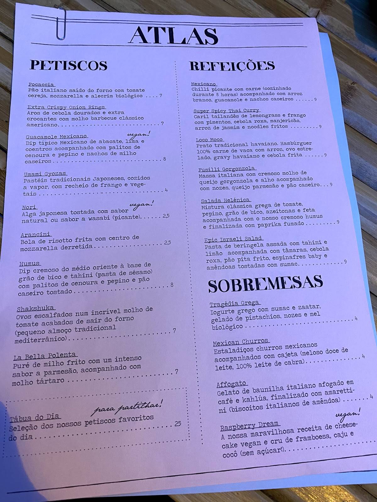 Menu em Restaurante Atlas Leiria, Leiria