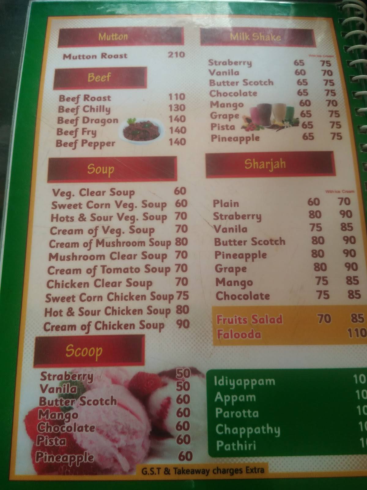 Menu at Mehfil Restaurant, Attingal