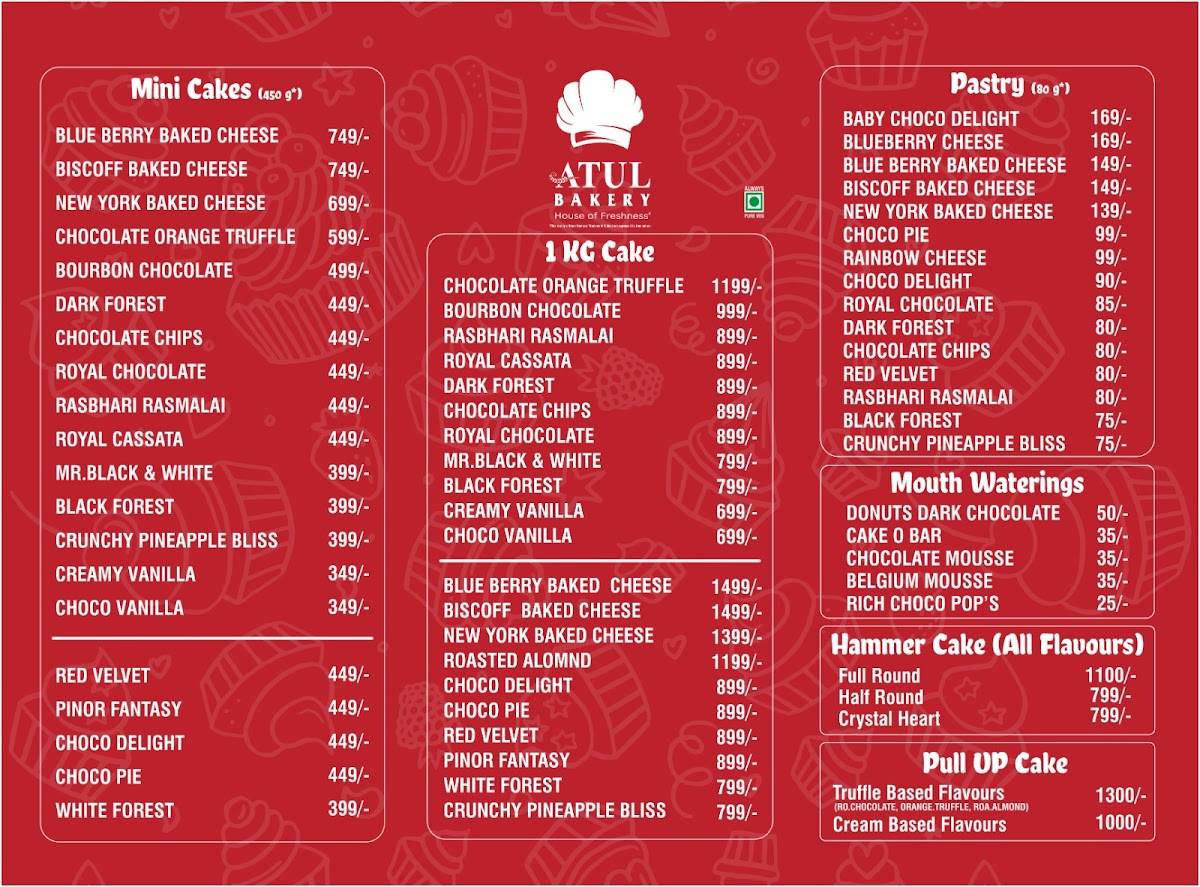 Menu at Atul Bakery Kosamba Surat, Kosamba