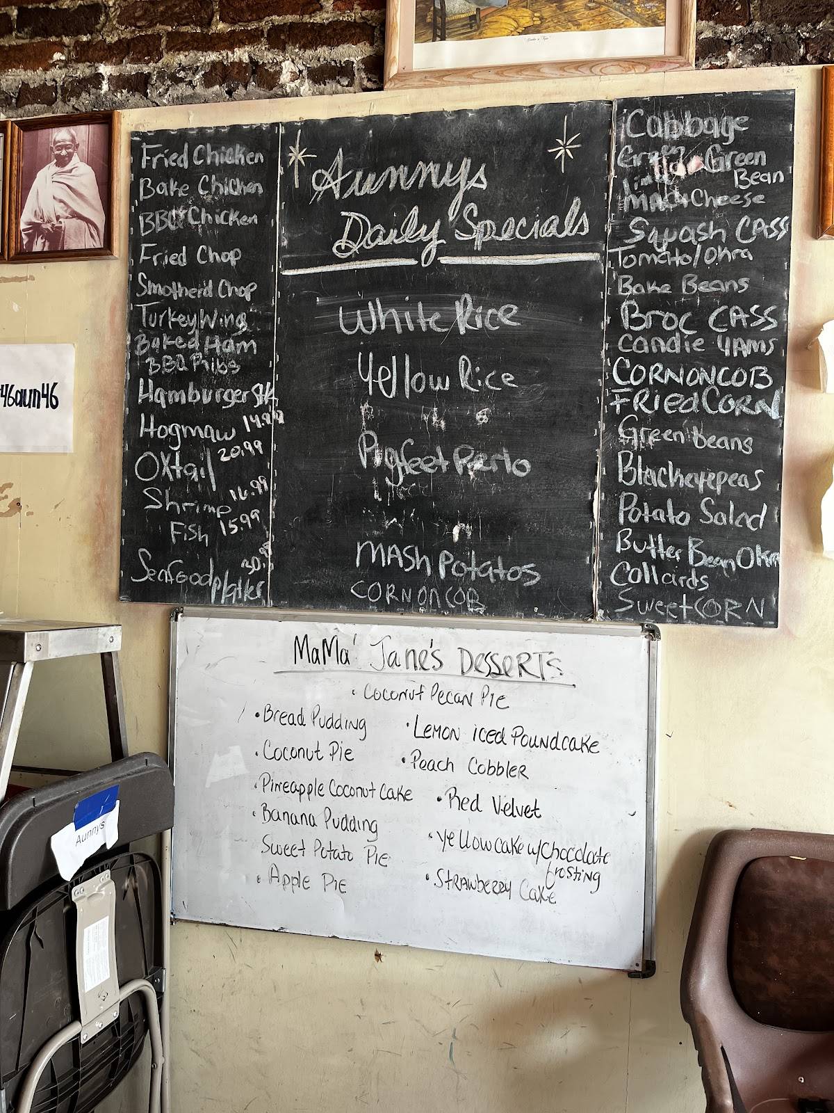 Menu at Aunny's Country Kitchen restaurant, Georgetown
