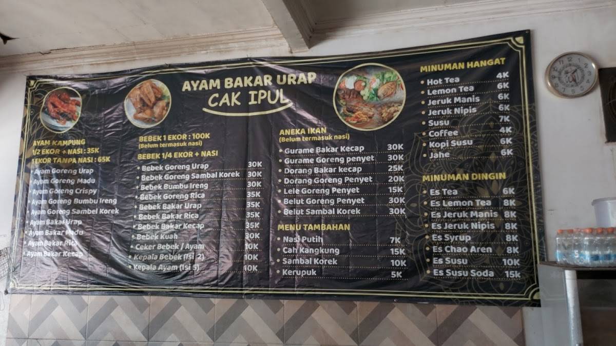 Carta del restaurante Ayam Bakar Urap CAK IPUL, Indonesia