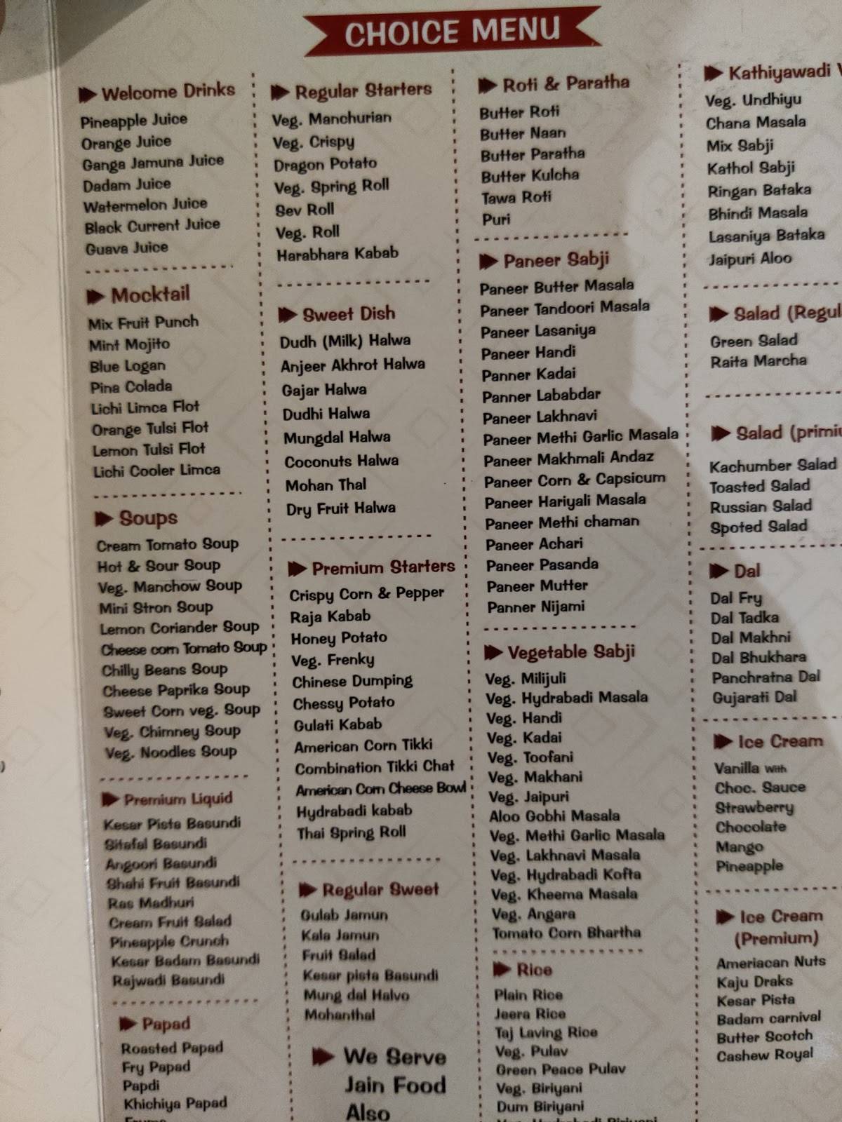 Menu at BAGH-ONE BANQUETS & RESTAURANT, Ahmedabad