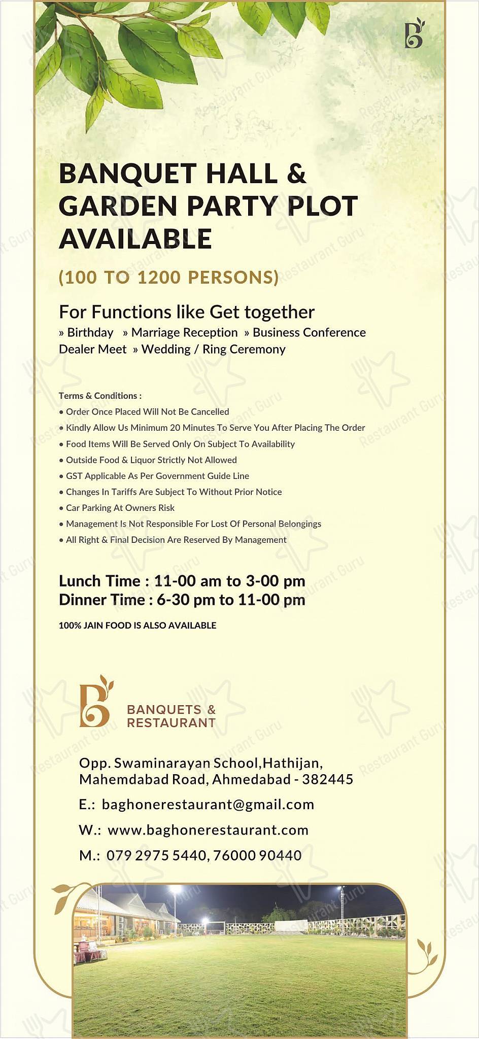 Menu at BAGH-ONE BANQUETS & RESTAURANT, Ahmedabad