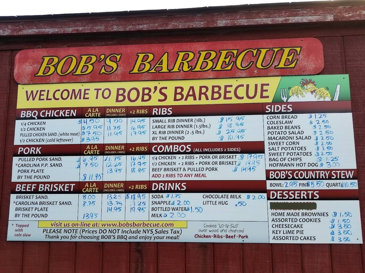 Menu at Bob's Barbecue, Homer