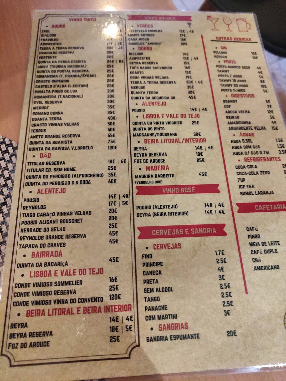 Menu at Bota&Bira BBQ, Porto