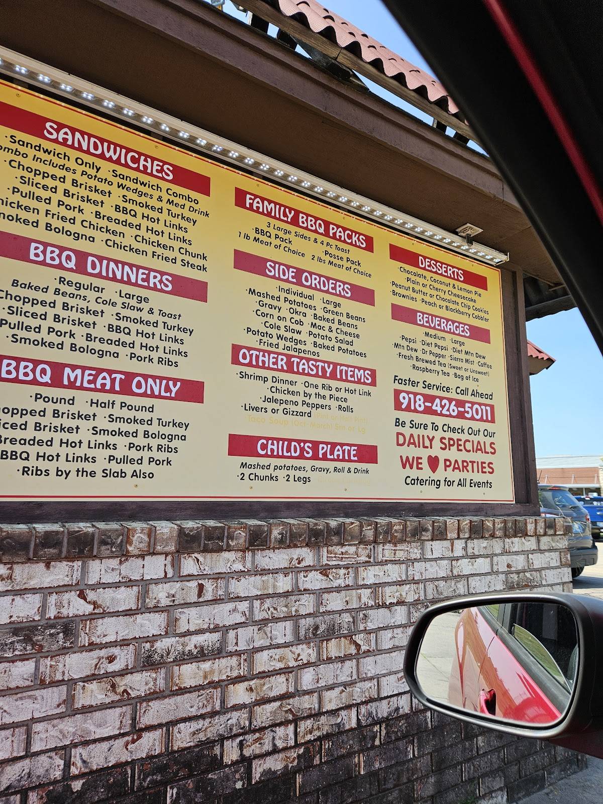 Menu at Charlie's Chicken & Barbecue, McAlester