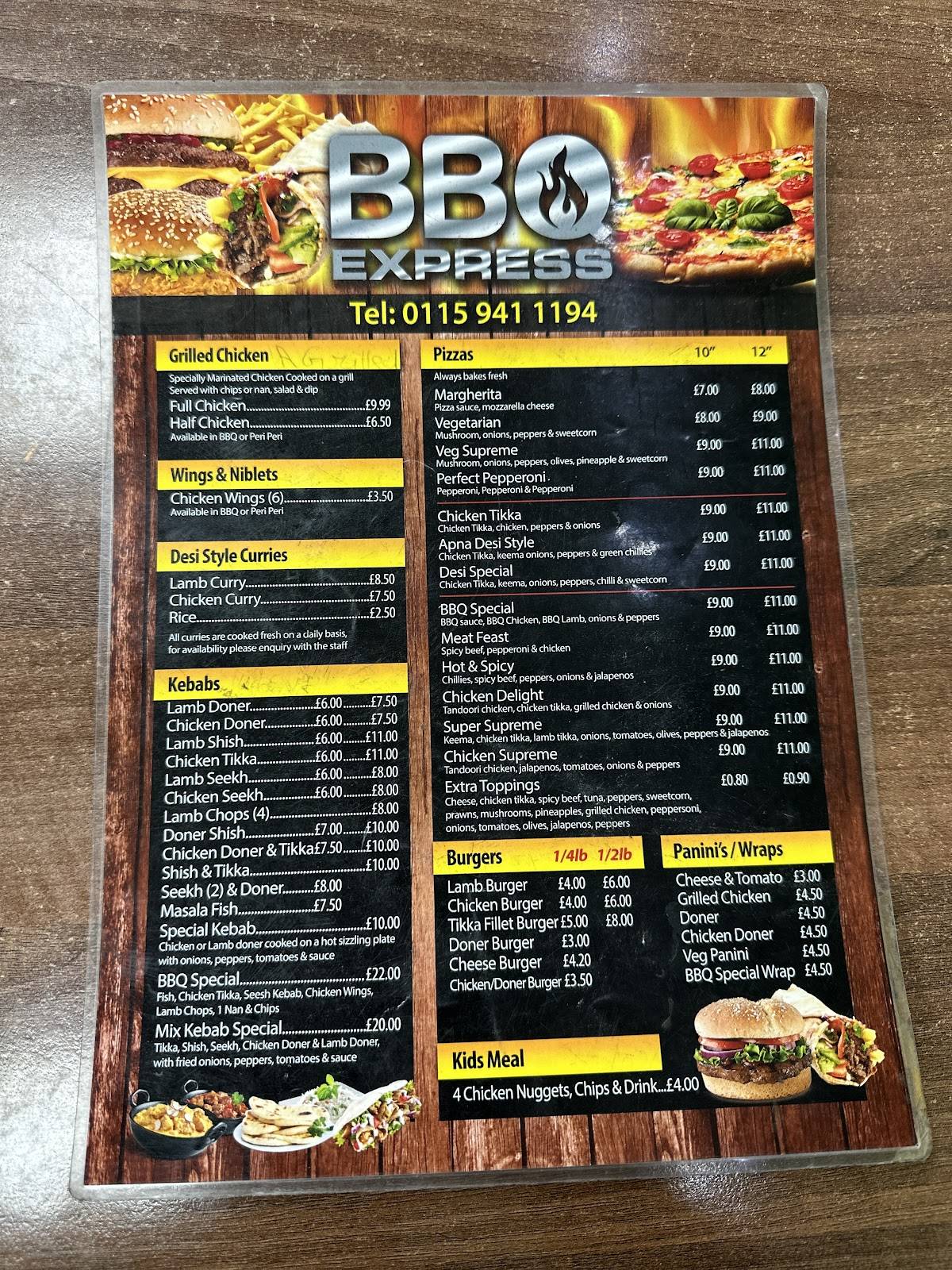 Menu at BBQ Express, Nottingham, 127 Sneinton Dl
