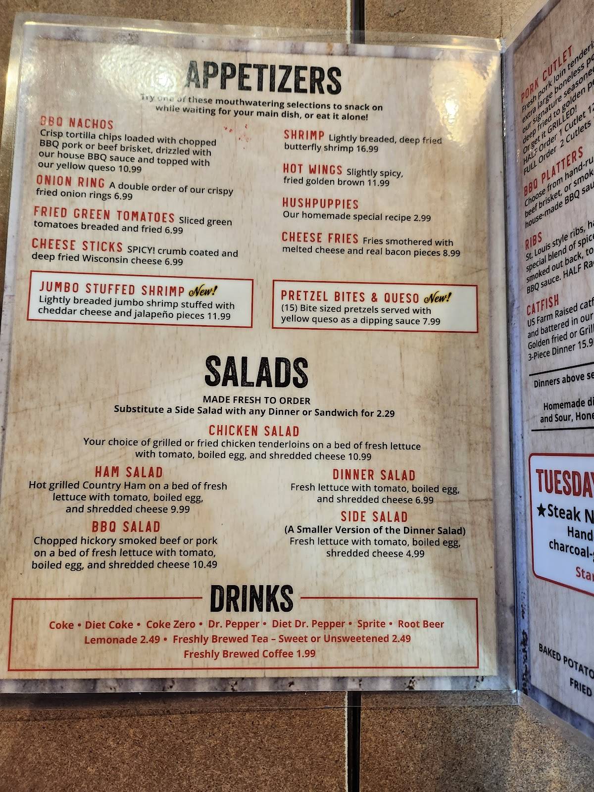 Menu at Fat Boys BBQ, Caddo Valley