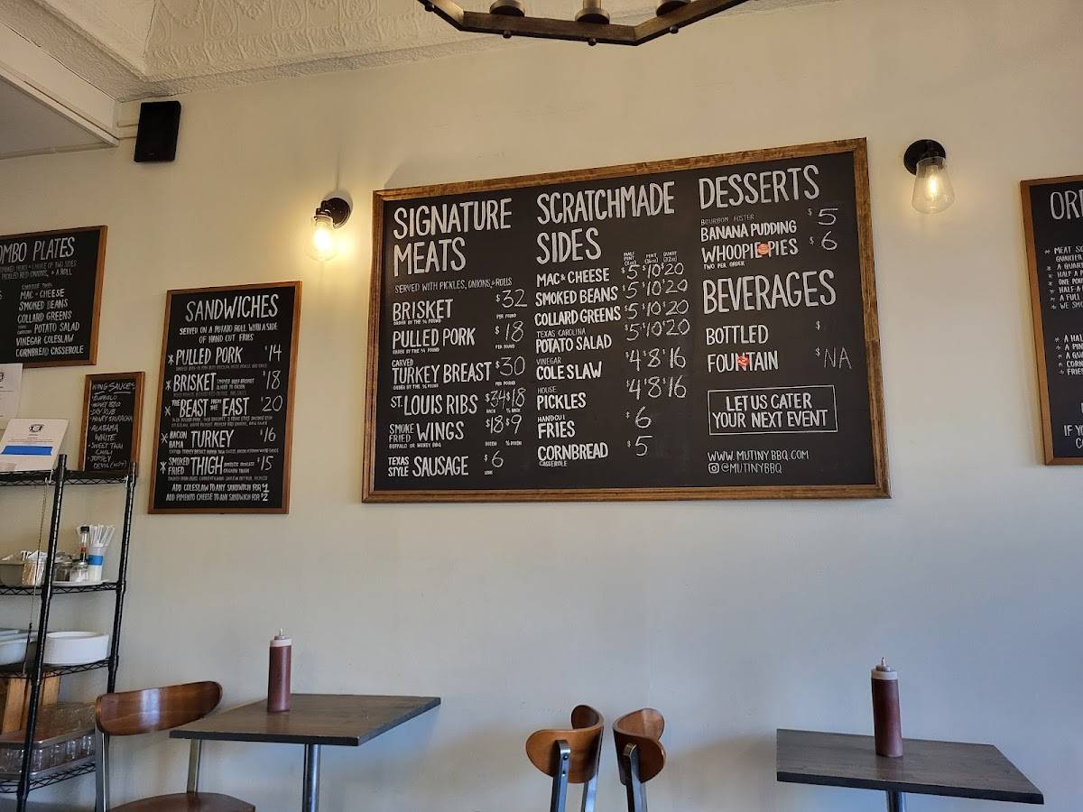 Menu at Mutiny BBQ Company, Asbury Park