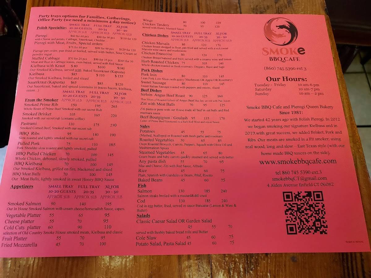 Menu at Pierogi Queen Bakery and Delicatessen, Enfield