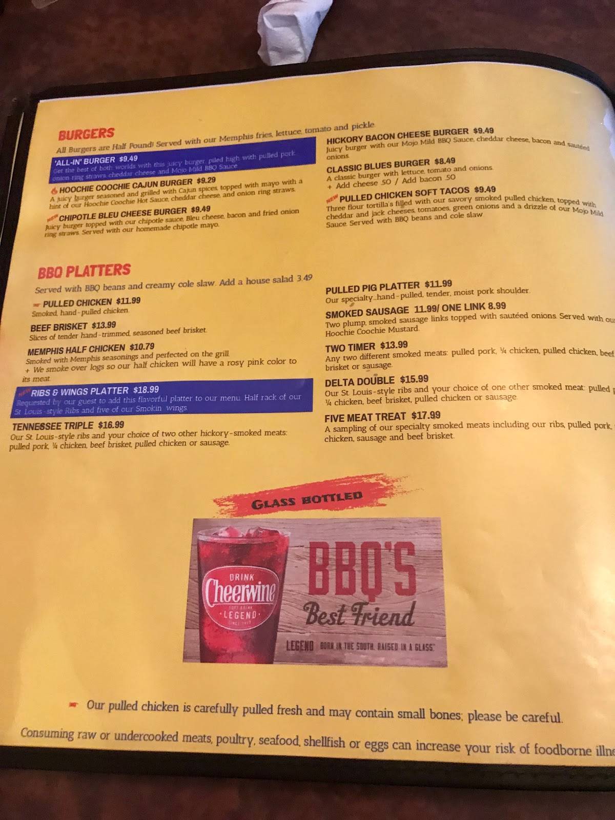 Menu at Red Hot & Blue Williamsburg BBQ, Williamsburg