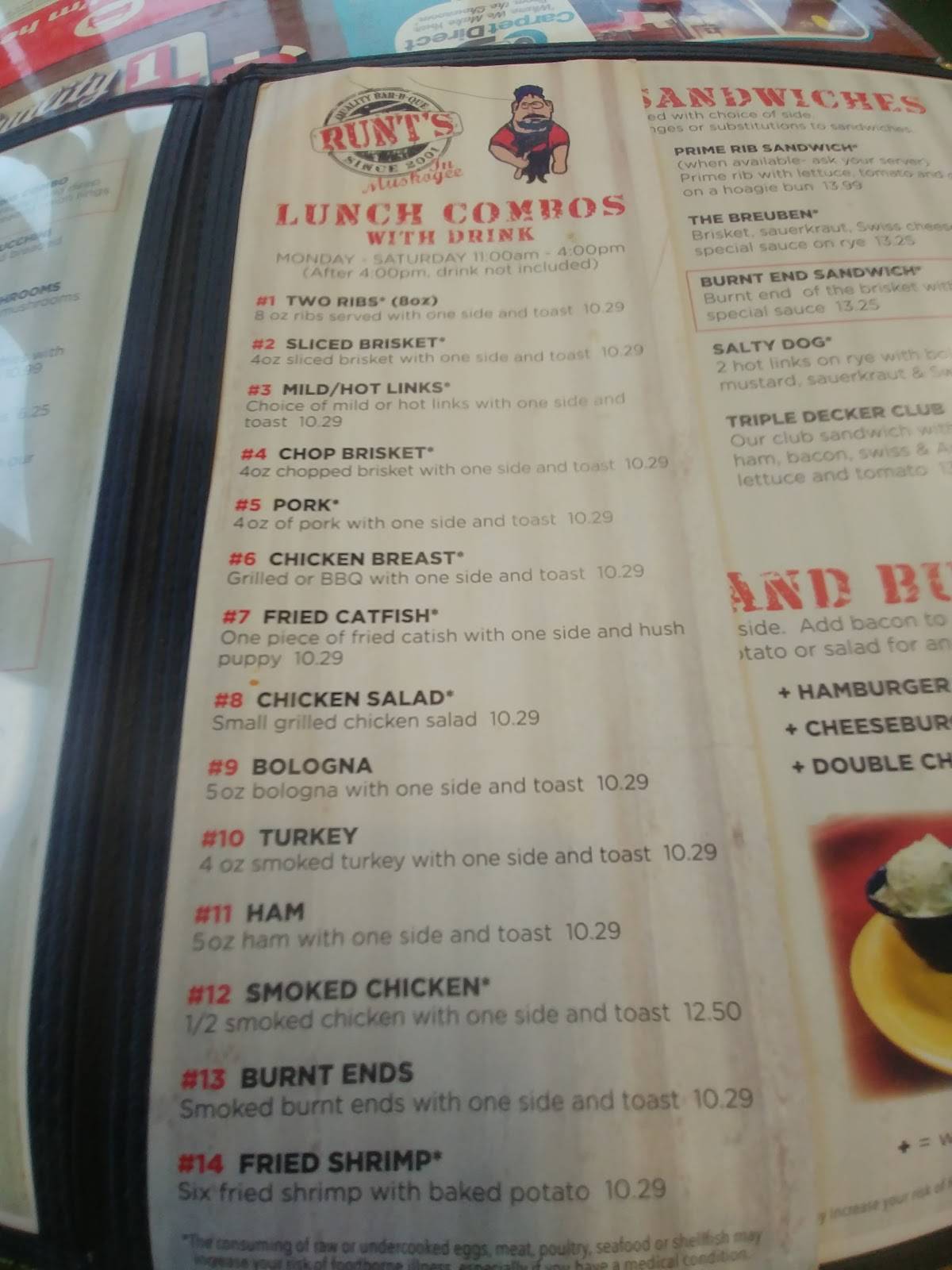 Menu at Runts Bar BQ & Grill, Muskogee