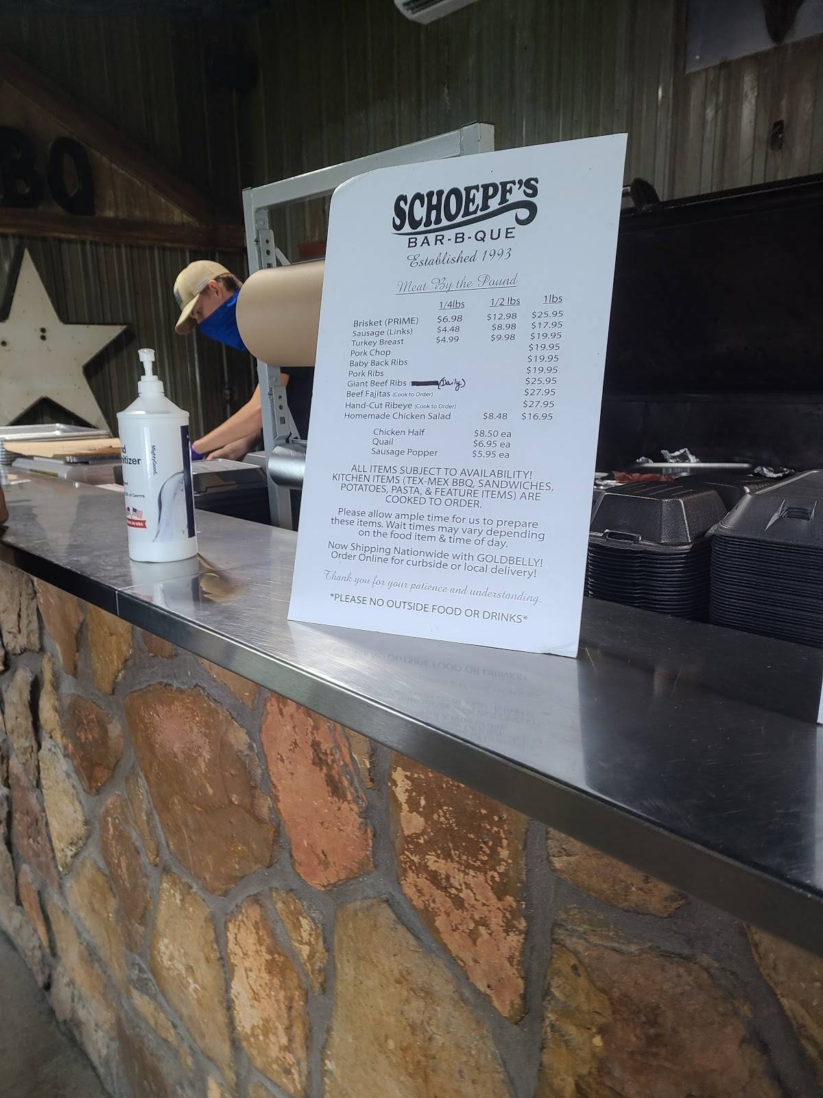 Menu at Schoepf's Bbq, Belton
